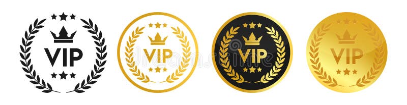 Vip Icon Set in Trendy Style,Gold VIP Vector Sign. Premium and Luxury ...