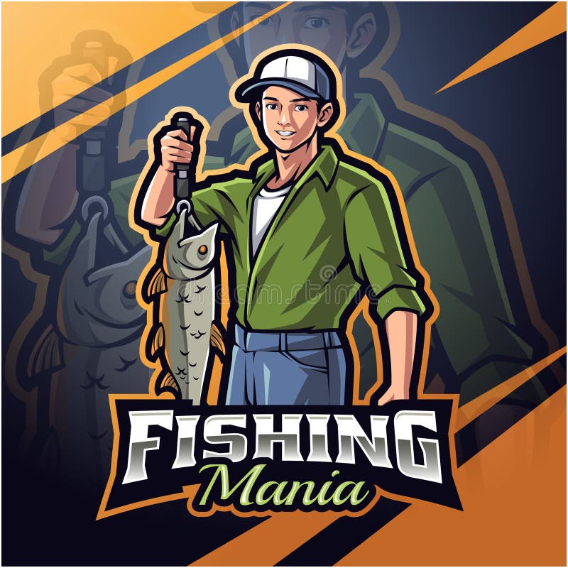Fishing Mania Esport Mascot Logo Stock Vector - Illustration of leisure ...
