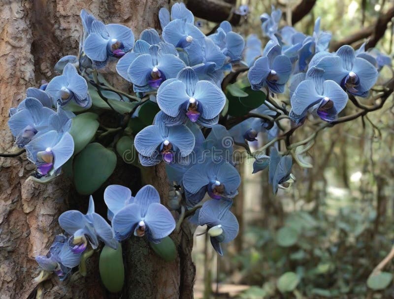 WILD BLUE PHALAENOPSIS ORCHID on TREE Stock Photo - Image of orchid ...