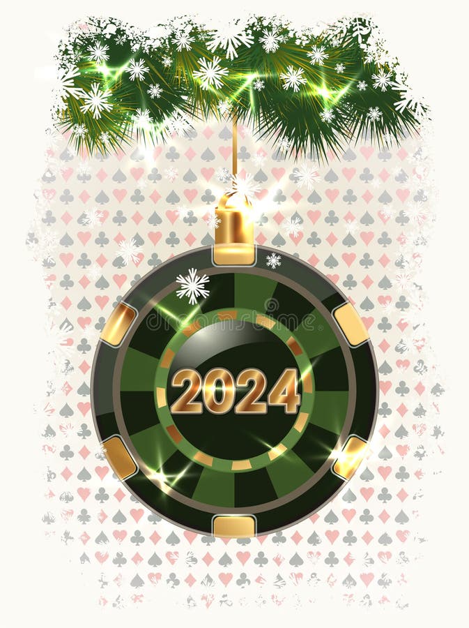Christmas Casino Banner, New 2024 Year. Xmas Ball Poker Chip Stock Vector - Illustration of ...