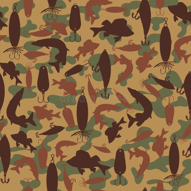 Fishing Camo Seamless Pattern Print Stock Vector - Illustration of camo ...