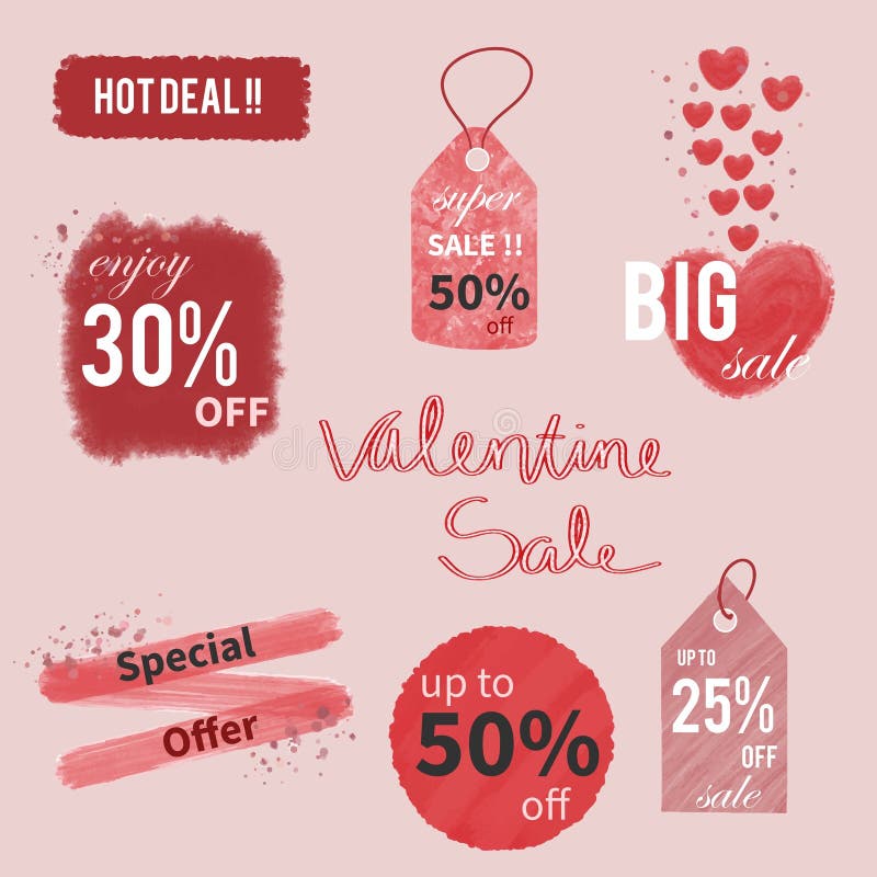 Valentine Sale Banner Set Isolated Price Tag Discount Suitable for Sale ...