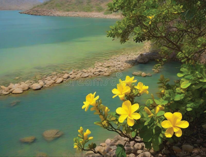 Wild Yellow Flowers Growing on the Banks of the River are Very ...