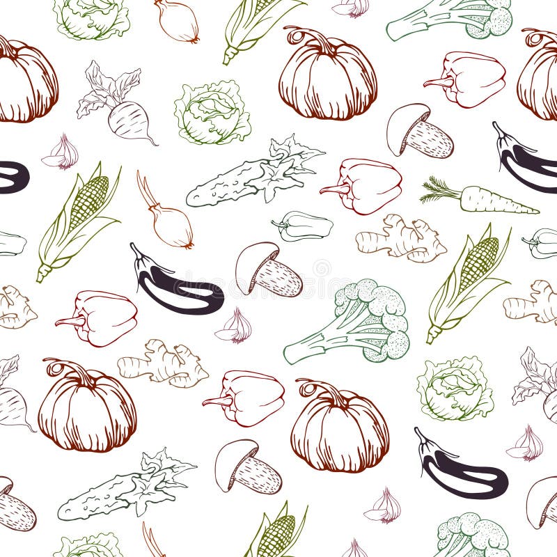 Seamless Pattern of Various Vegetables. Packaging and Wrapper Design ...