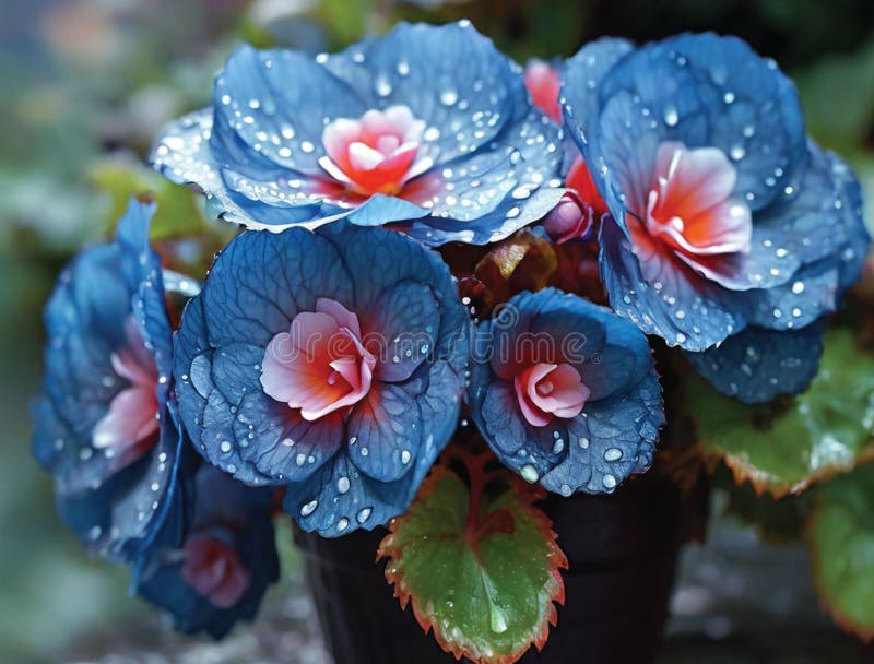 Very Beautiful Blue Begonia in a Pot Stock Photo - Image of garden ...