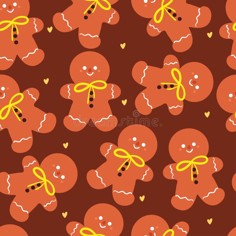 Seamless Pattern Cartoon Ginger Bread and Candy for Christmas Stock ...