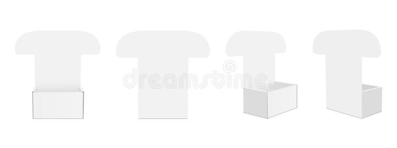 Blank Square Flip Top Mailer Box Mockup, Front, Side, Back View Stock ...
