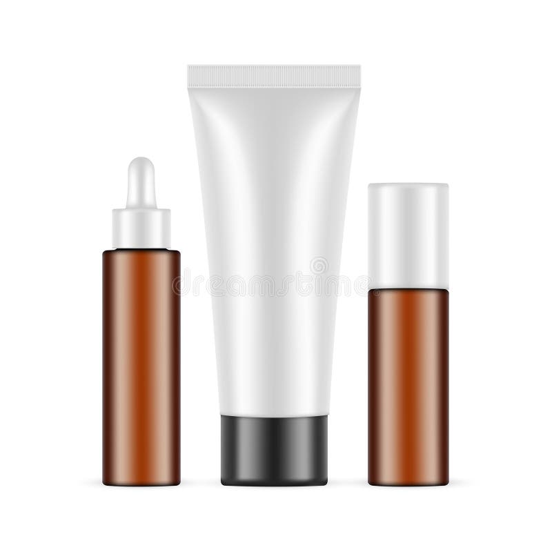 Plastic Cosmetic Packaging, Tube with Black Cap, Amber Dropper and ...