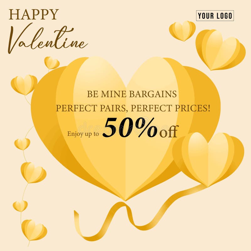 Yellow Love Valentine Discount Promotion Template Sales Ideas Suitable ...