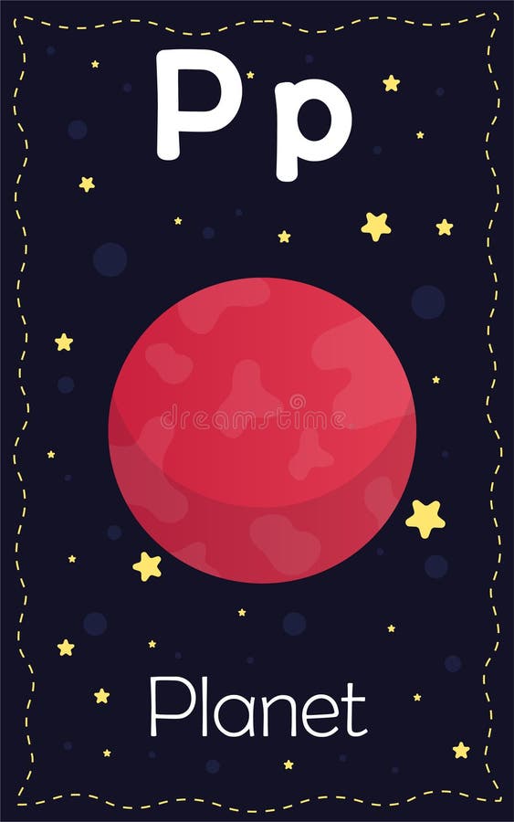 Vector Alphabet Letter a Planet Flashcard Stock Vector - Illustration ...