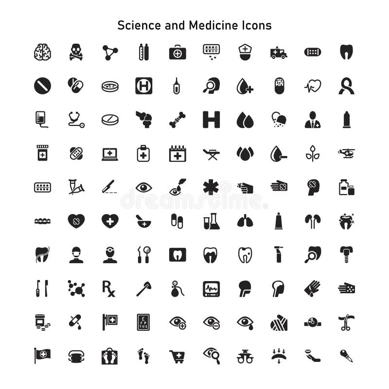 Science and Medicine Icons stock vector. Illustration of reflect ...
