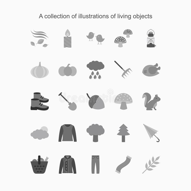 A Collection of Illustrations of Living Objects Stock Vector ...