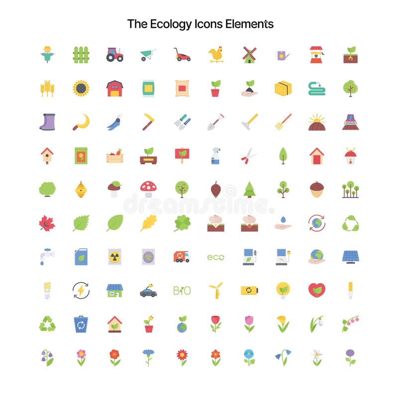 Ecology Icon Element Design Set Stock Vector - Illustration of ...