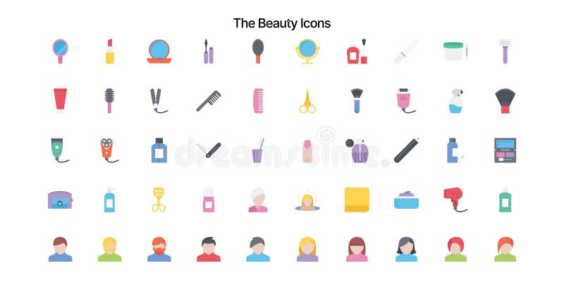 Beauty Icon Element Design Set Stock Vector - Illustration of mask ...