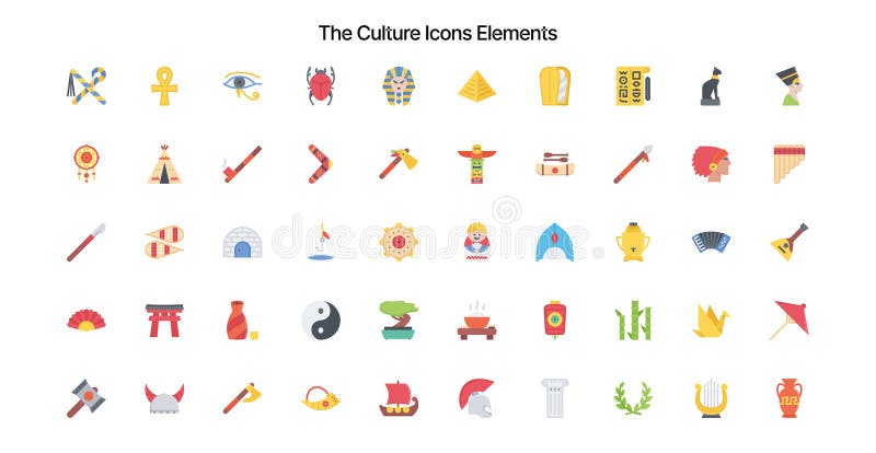 Culture Icon Element Design Collection Stock Vector - Illustration of ...