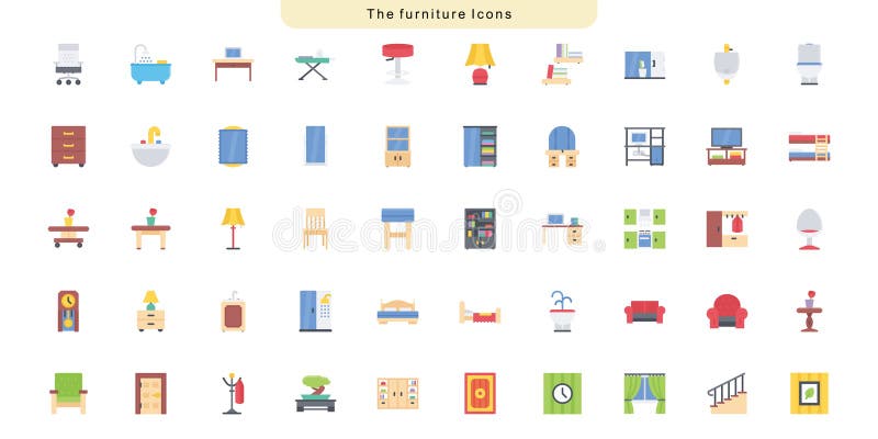 Icon Furniture Element Design Set Stock Vector - Illustration of ...