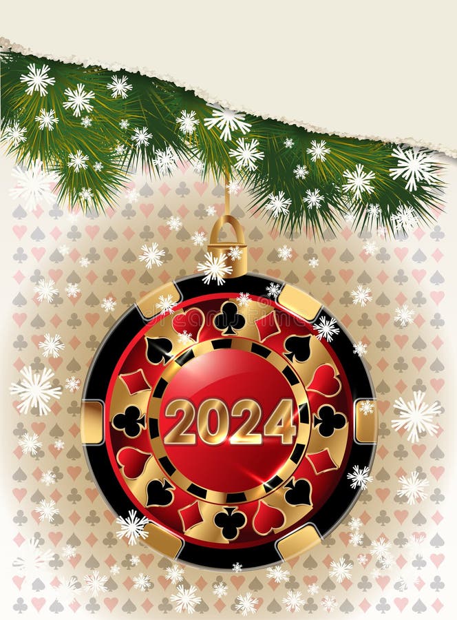 Christmas Casino Vip Card, New 2024 Year. Xmas Ball Poker Chip Stock ...