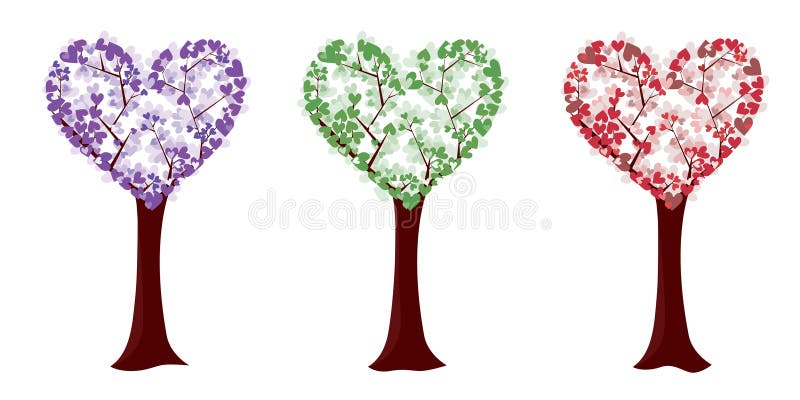 Colorful heart trees set stock vector. Illustration of purple - 301860900