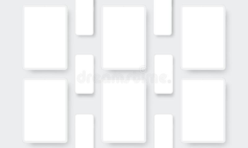 Clay Tablet and Smartphone Mockups with Blank Screens Stock Vector ...