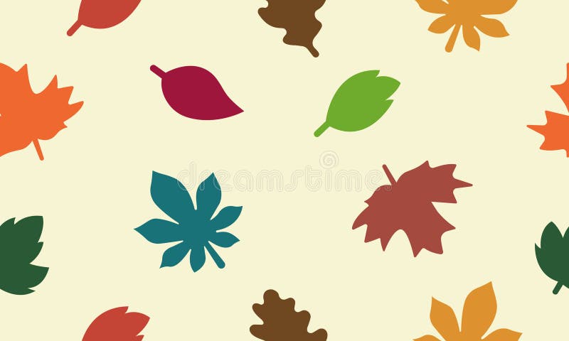 Autumn Leaves, Seamless Pattern on Beige Background Stock Vector ...