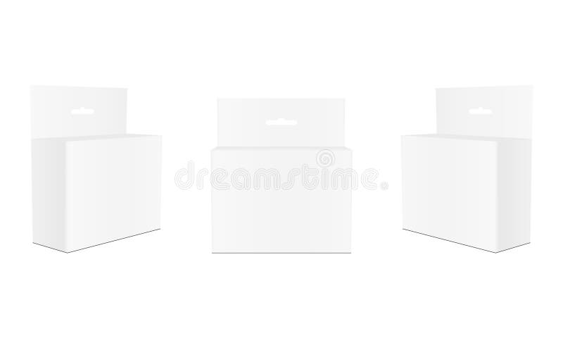 Square Box with Hang Tab, Euro Slot, Front, Side View Stock Vector ...