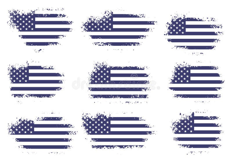 American Flag Silhouette, Grunge USA Flag Set Vector, Grunge, Flag ...