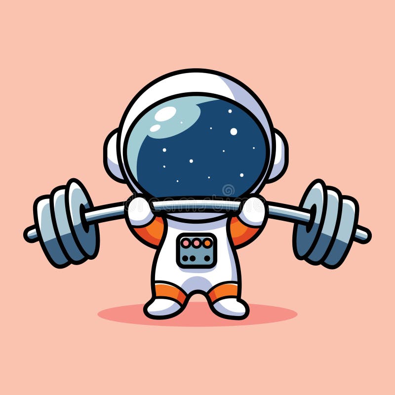 Cute Vector Illustration of an Astronaut Lifting Weights Stock Vector ...
