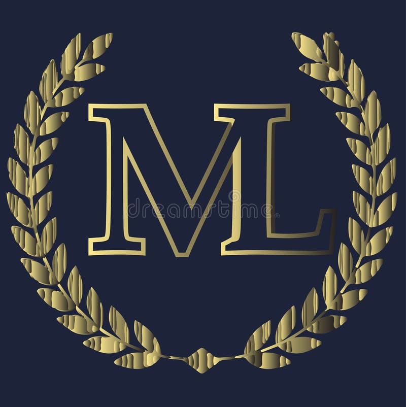 ML Letter Branding Logo Design with a Leaf Stock Vector - Illustration ...