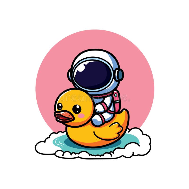 Cute Vector Design Illustration of Astronaut Riding a Duck Stock Vector ...