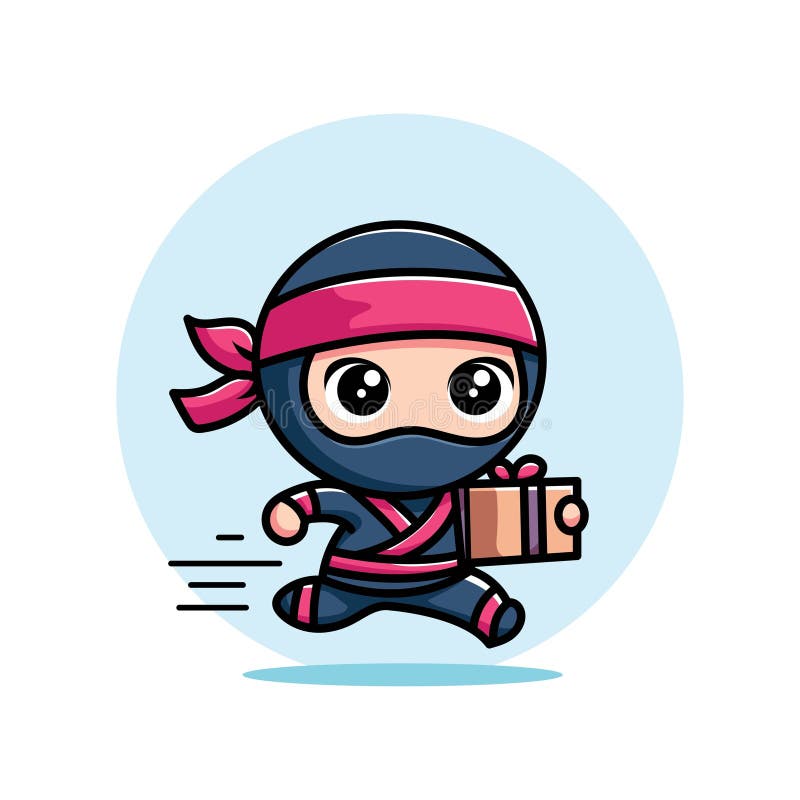 Cute Vector Design Illustration of Ninja Delivering Packages Stock ...