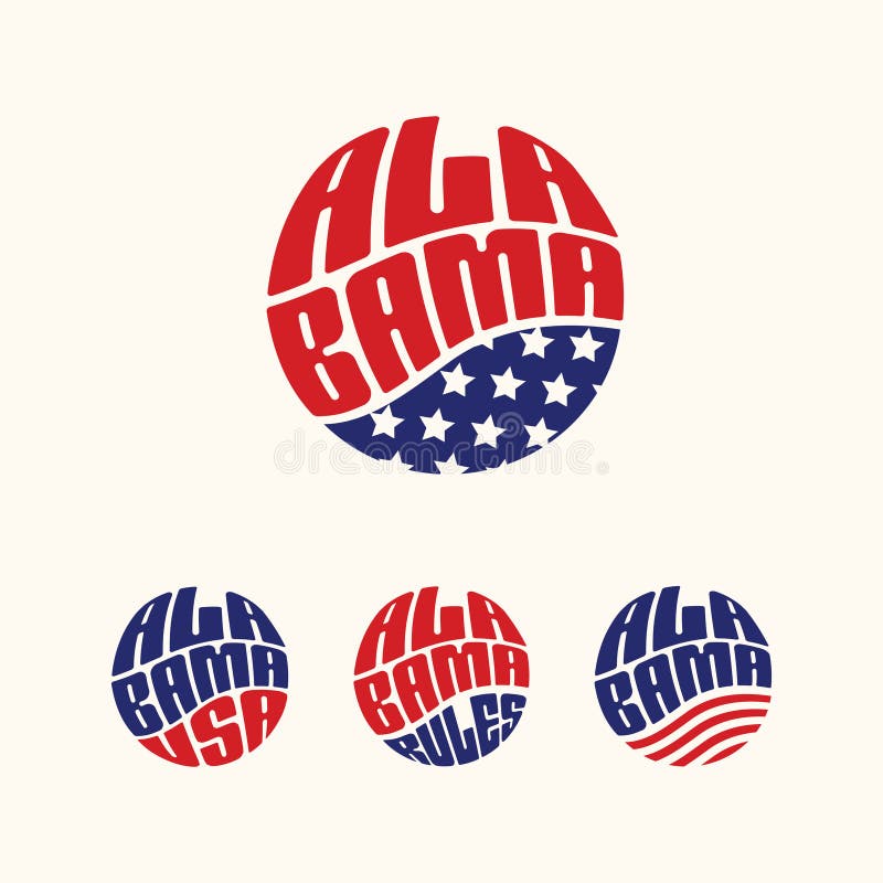 Alabama USA Patriotic Sticker or Button Set Stock Vector - Illustration ...