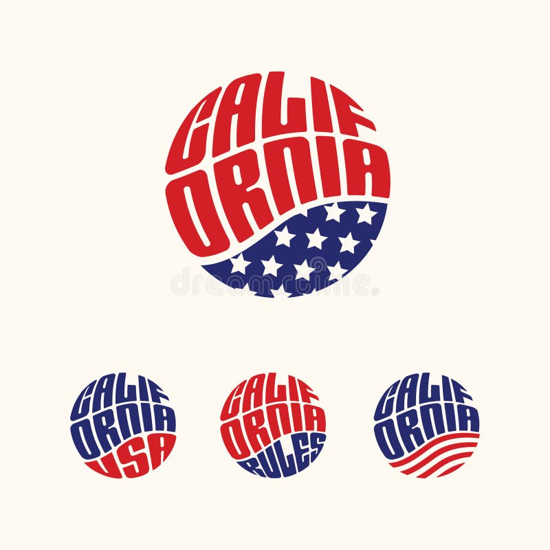 California USA Patriotic Sticker or Button Set Stock Vector ...