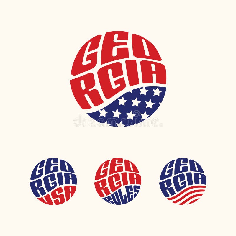 Georgia USA Patriotic Sticker or Button Set Stock Vector - Illustration ...