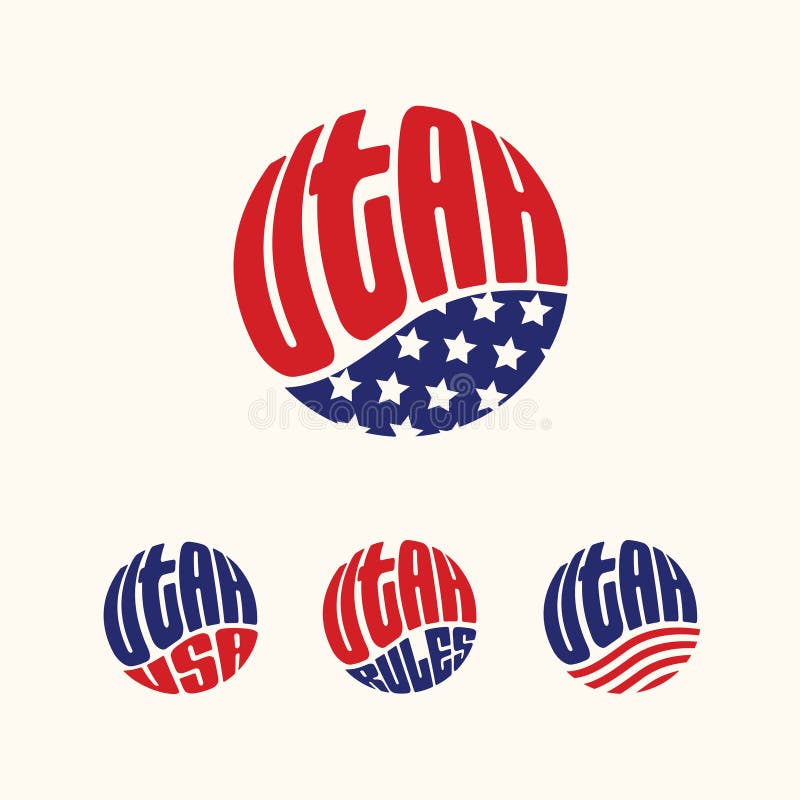 Utah USA Patriotic Sticker or Button Set Stock Vector - Illustration of ...