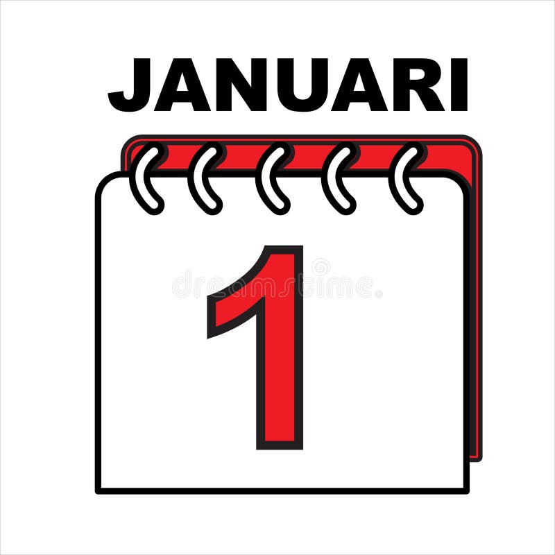 Flat Calendar Icon for January 1st. Isolated White Background Stock ...