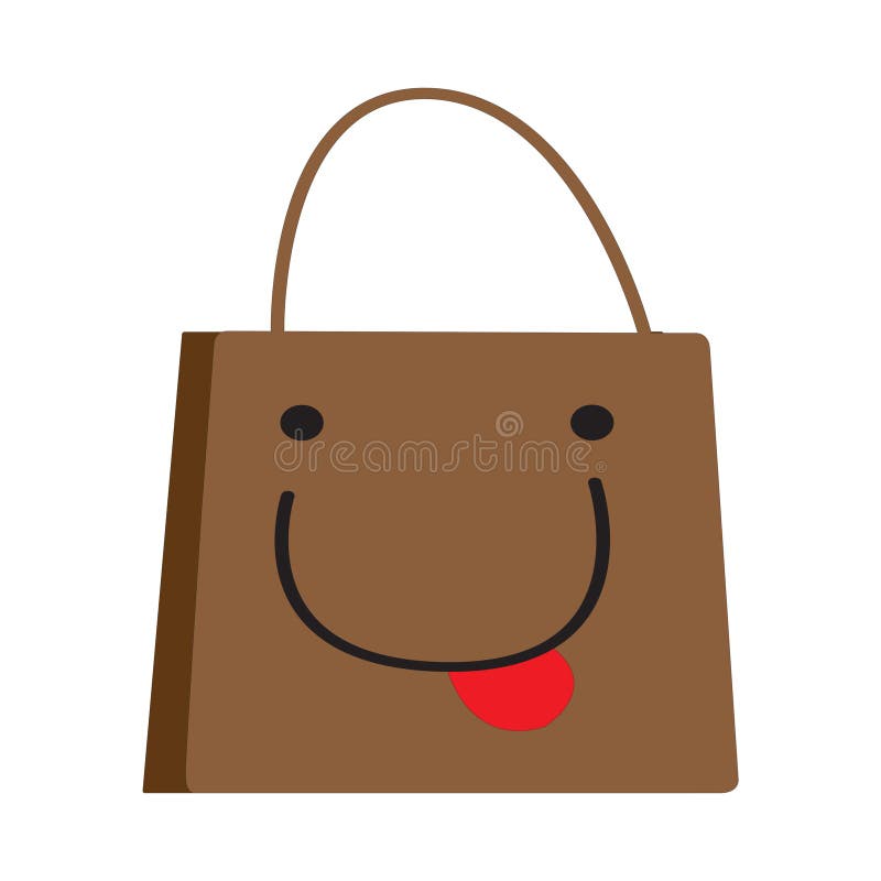 Shopping Bag Icon Vector. Smile Emoticon Paper Bag Stock Vector ...