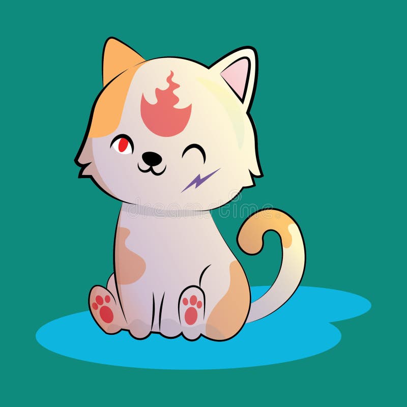 Illustration of a Cat Character with Super Powers, Cute,chibi Stock ...