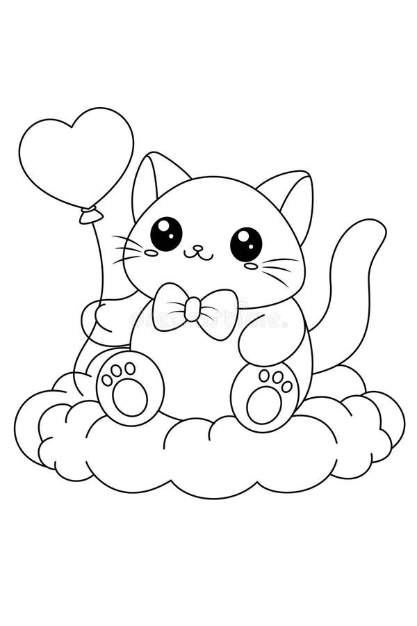 Cute Kitty Cartoon Coloring Page Stock Vector - Illustration of ...