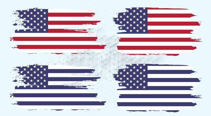 American Flag Silhouette, Grunge USA Flag Set Vector, Grunge Stock ...