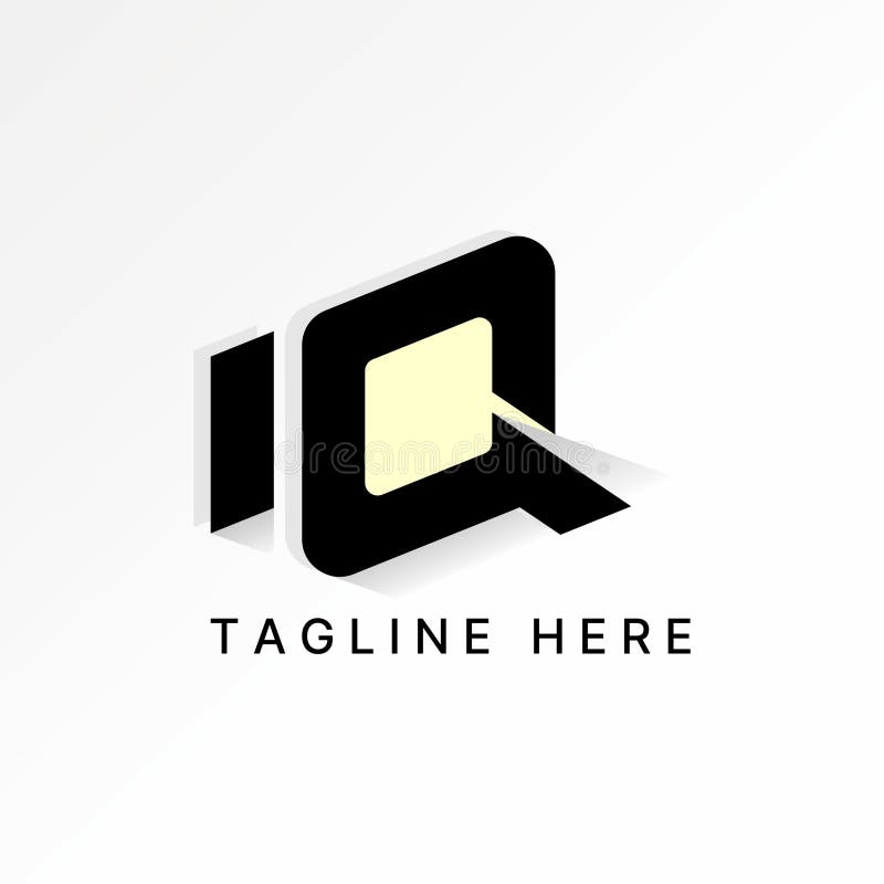 Unique Initial Letter IQ Font with Shadow. Related To Monogram Tech 3D ...