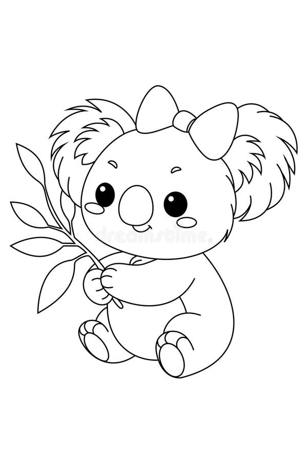 Cute Koala Illustration Coloring Page for Kids Stock Illustration ...