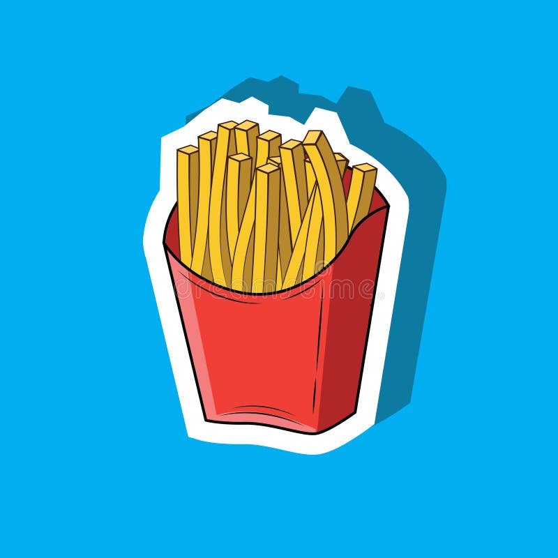 Potato fries cool sticker stock vector. Illustration of card - 302724850