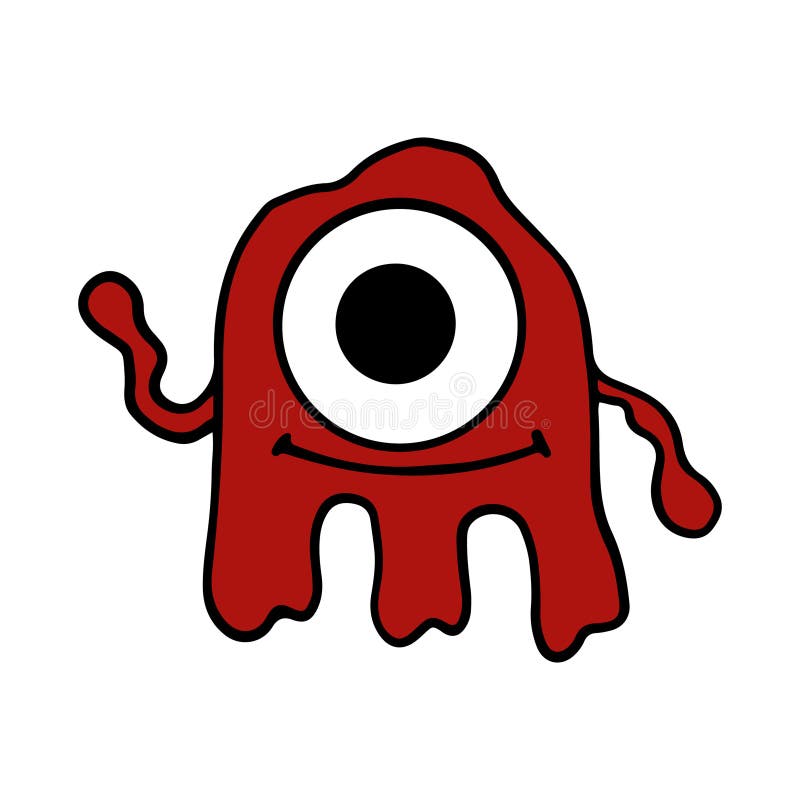 Cute and Funny Monster Cartoon Illustration Isolated in White ...