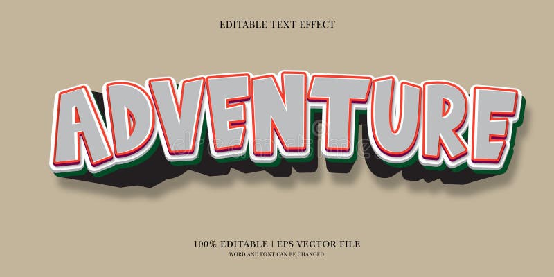 Adventure Editable Text Effect with 3d Vector Design Stock Vector ...