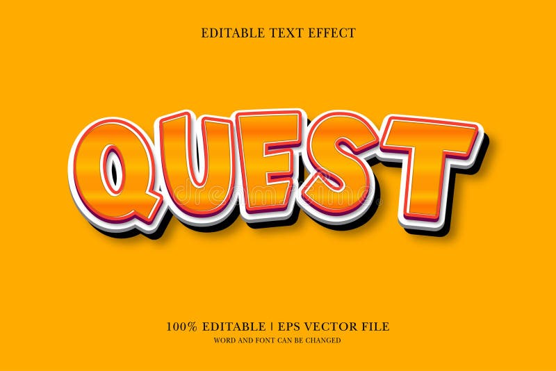 Quest Editable 3d Text Effect Stock Vector - Illustration of vintage ...