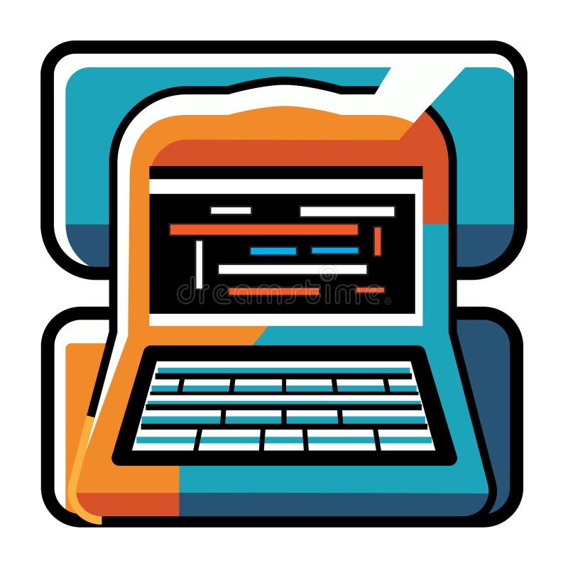 A Modern Icon in the Shape of a Laptop with Unique Colors and Shapes ...