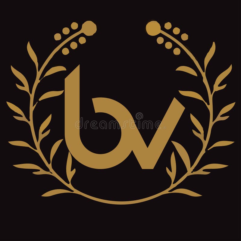 BV Letter Branding Logo Design with a Leaf Stock Vector - Illustration ...