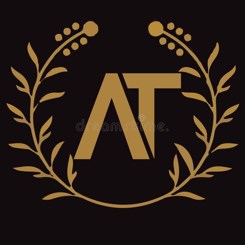 At Letter Branding Logo Design with a Leaf Stock Vector - Illustration ...