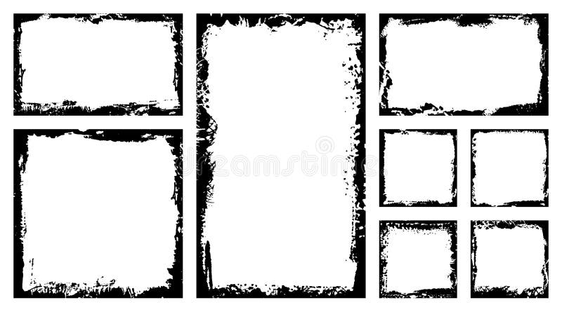 Rectangular Vector Ragged Edge Frame Set. Hand Drawn Frame Brush ...
