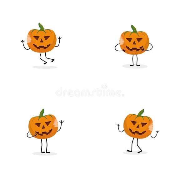 Pumpkins Character Cartoon, Halloween Pumpkin Icon Vector, Various ...